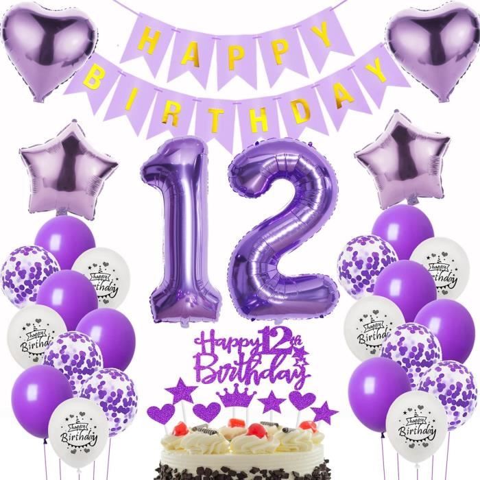 Décoration 12 Ans Anniversaire Fille Violet,Décoration Anniversaire 12 ...