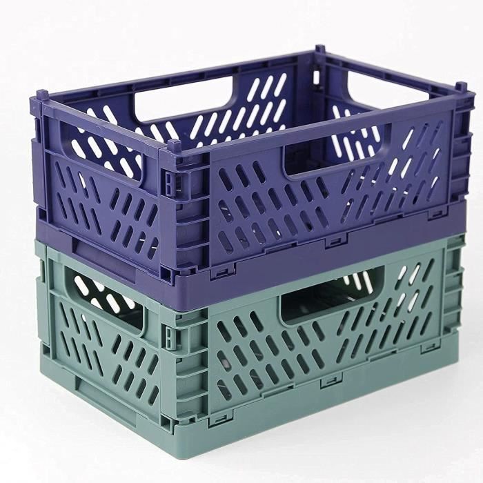 Lot de 2 Caisses Pliable Cagettes Plastique Empilable Caisse Pliante ... Lot de 2 Caisses Pliable Cagettes Plastique Empilable Caisse Pliante ...