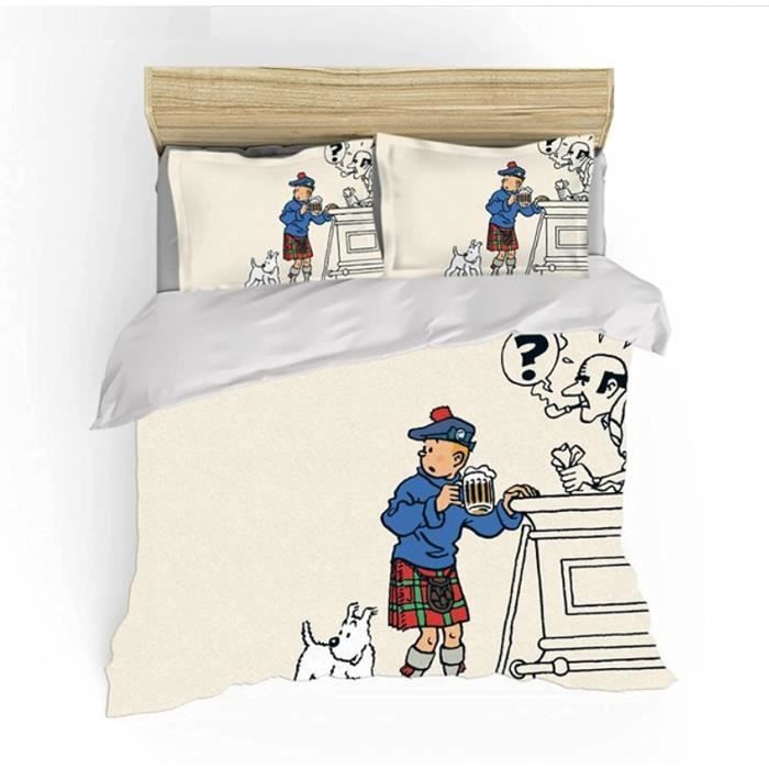3D Couette et taie Ensemble de literie Tintin,Microfibre premium ...