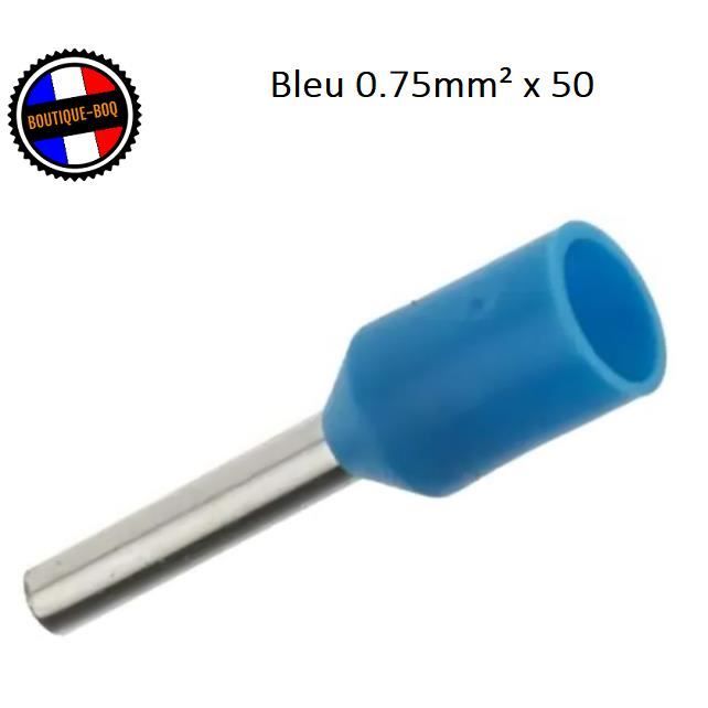 50 Embouts de câblage Cosses électrique 0,75mm² BLEU à sertir Embout de ...