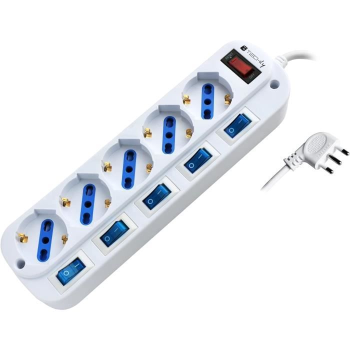 203055 Multiprise 5 Prises Bi-Pas Avec Interrupteurs Indépendants Et ...