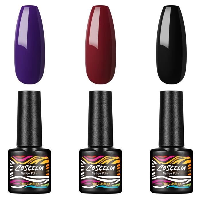 COSCELIA Vernis Semi Permanent Brillant Nail Polish Set 3*7ml Couleurs ...
