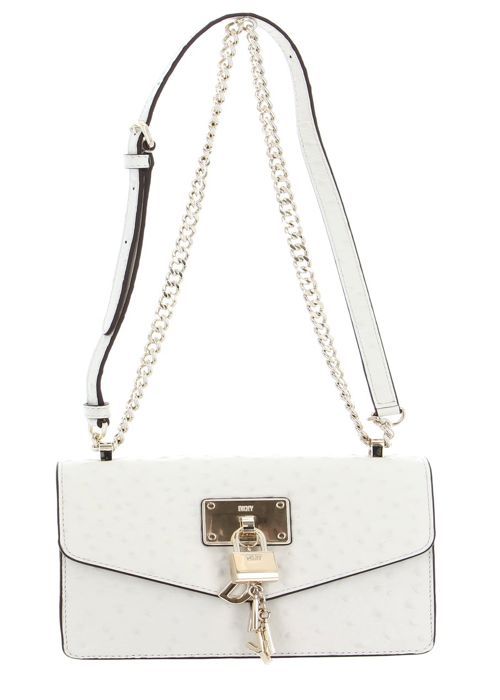 DKNY Sac à épaule bandoulière crème en cuir pour femme - Elissa SM ...