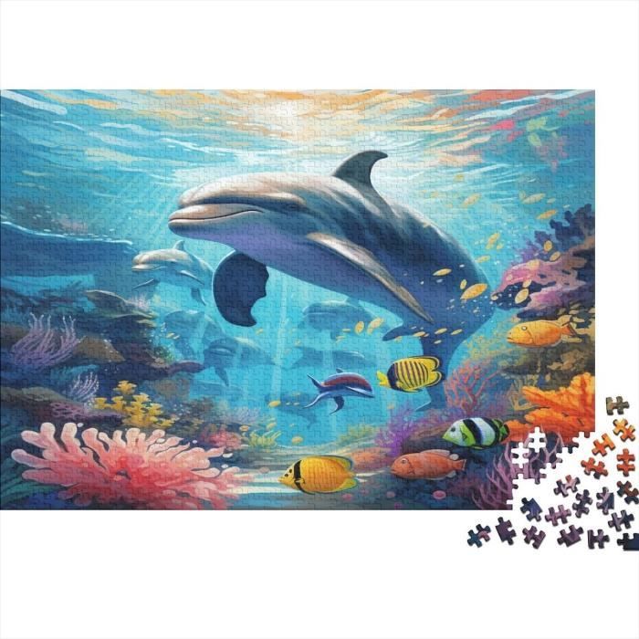 Dolphins (3) Puzzle En Bois Diy De 1000 Pièces Puzzle Moderne Art Déco ...