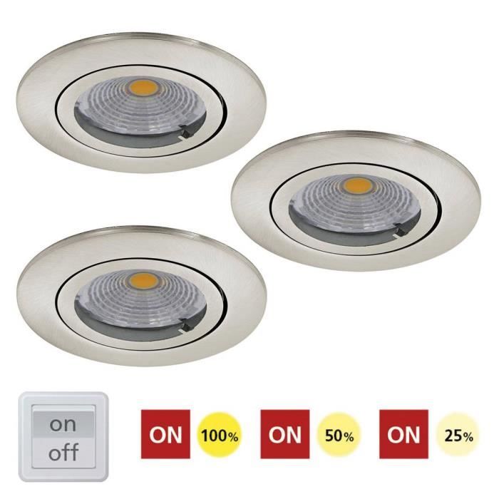 TEDO-Kit 3 Spots LED encastrables et orientables Ø8cm 38° 3 intensités ...