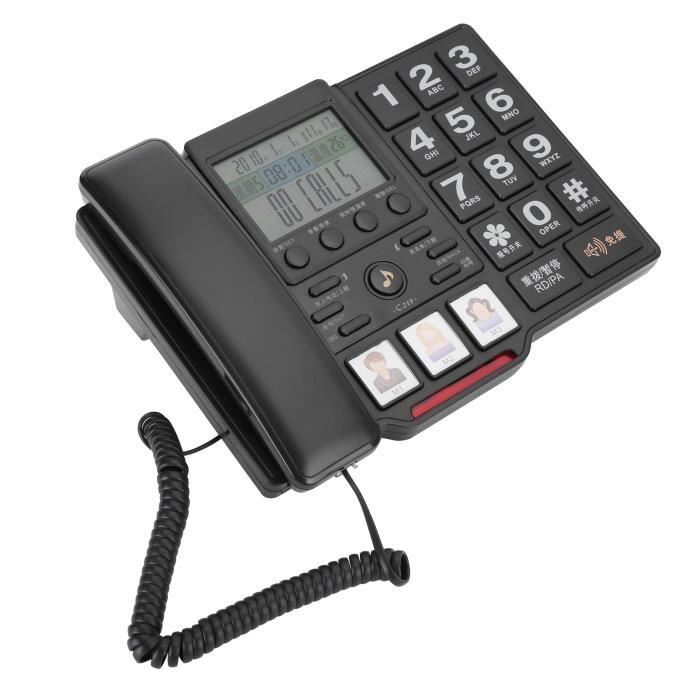 Fdit Téléphone de stockage de numéro C219 Téléphone Fixe Identification d'Appelant Stockage des ...
