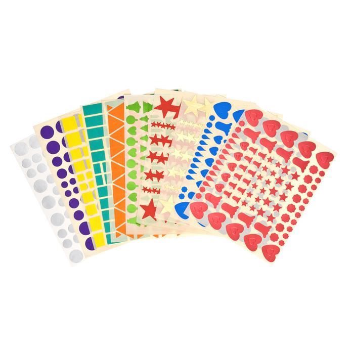 10 planches de gommettes formes et couleurs assorties - Cdiscount Jeux ...