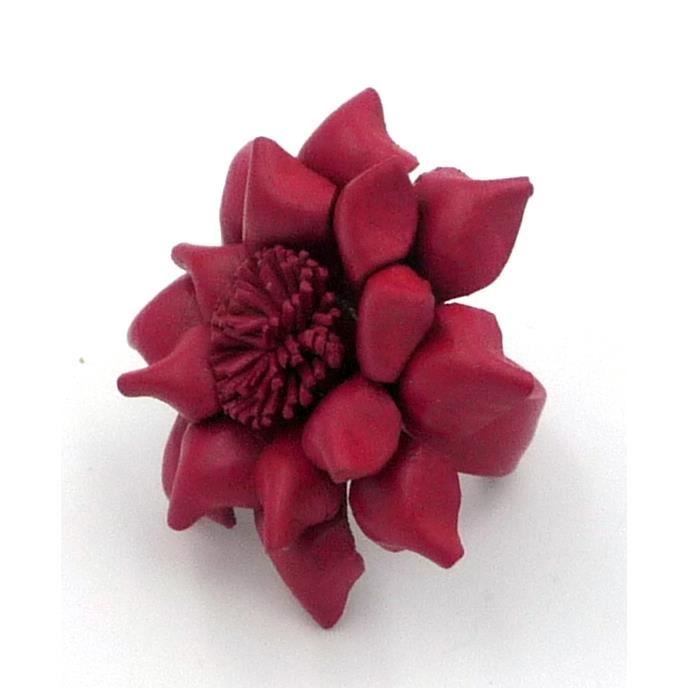 Bague Vintage en cuir Magnolia fleur rouge taille réglable Rouge ...
