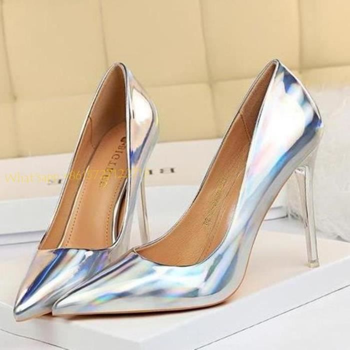 Escarpins à bout pointu talons aiguilles en cuir chaussures de soirée ...