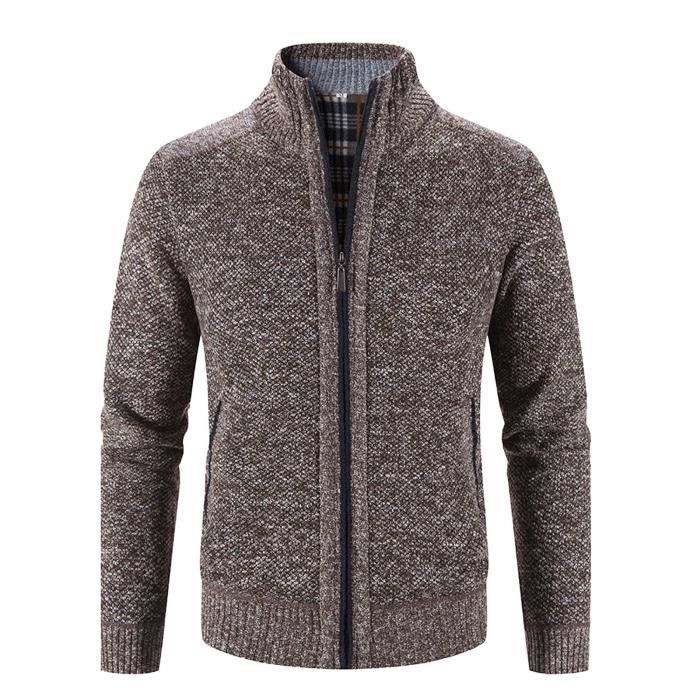 Gilet-cardigan,Pull en molleton épais pour homme, Cardigan, manteau, fermeture éclair ...