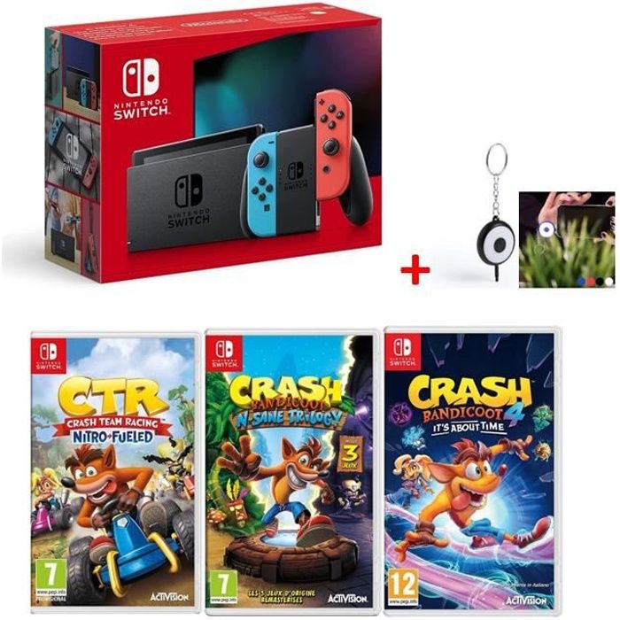 Console Portable - Nintendo - Switch - Couleur Néon - 3 Jeux Crash ...