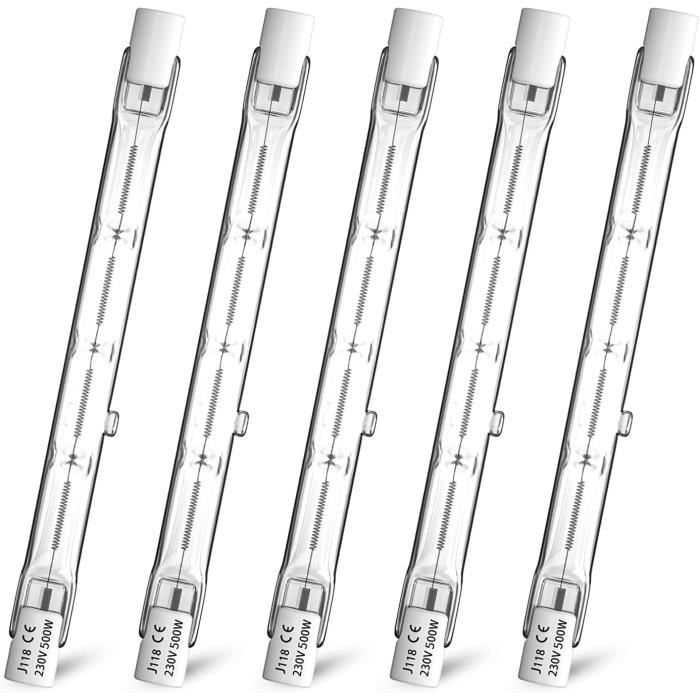 Ampoules Halogènes Linéaires R7S 118Mm 500W 11000Lm Blanc Chaud 2800K ...