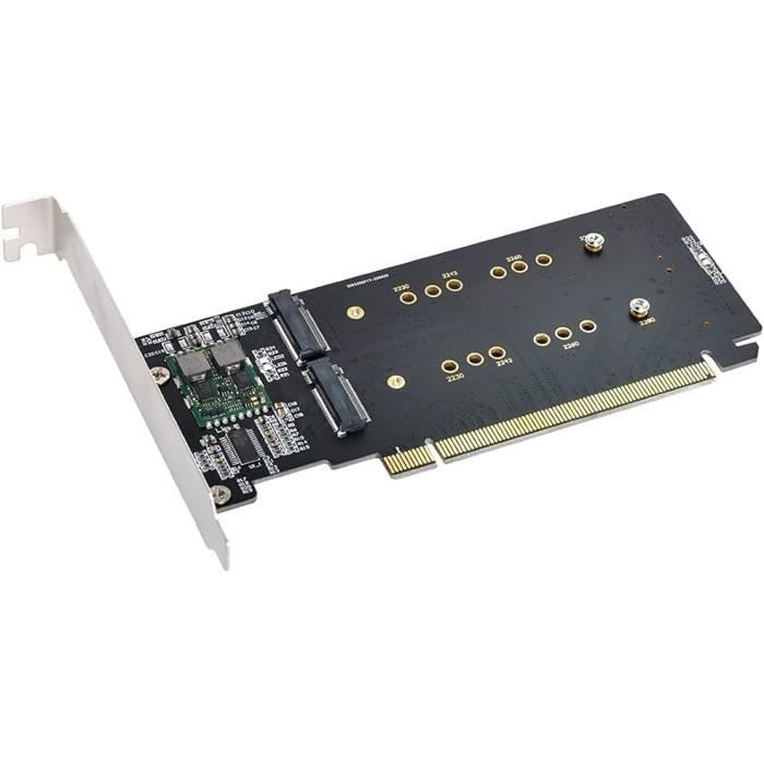Adaptateur Cy M.2 Nvme Vers Pcie, Dual 2X 4X Nvme M.2 Ahci Vers Pcie Express 3.0 Gen3 X8 X16 ...