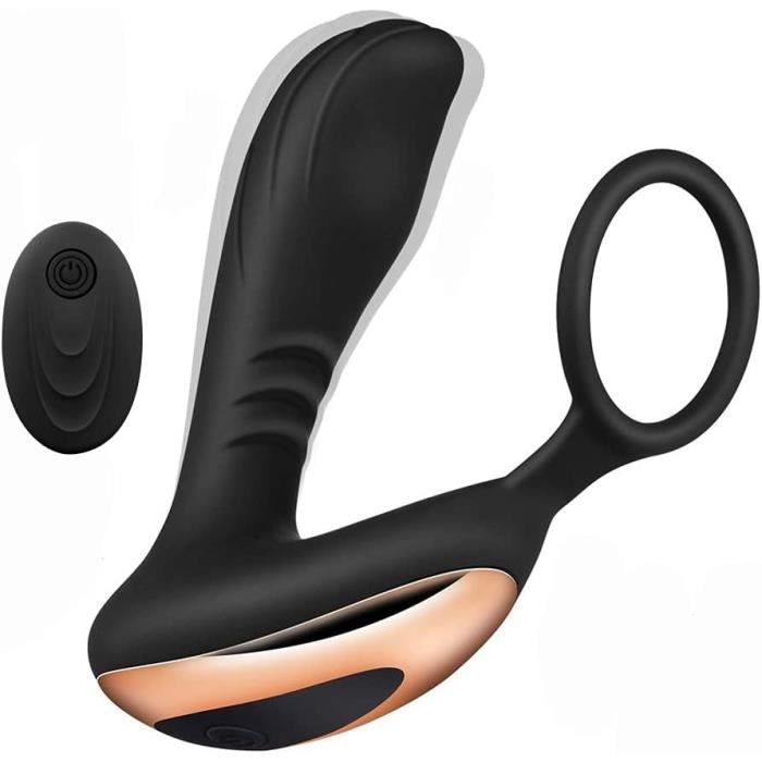 Masseur de Prostate avec Anneau de Pénis, Silicone de la Prostate Anale Vibrateur, Anal ...