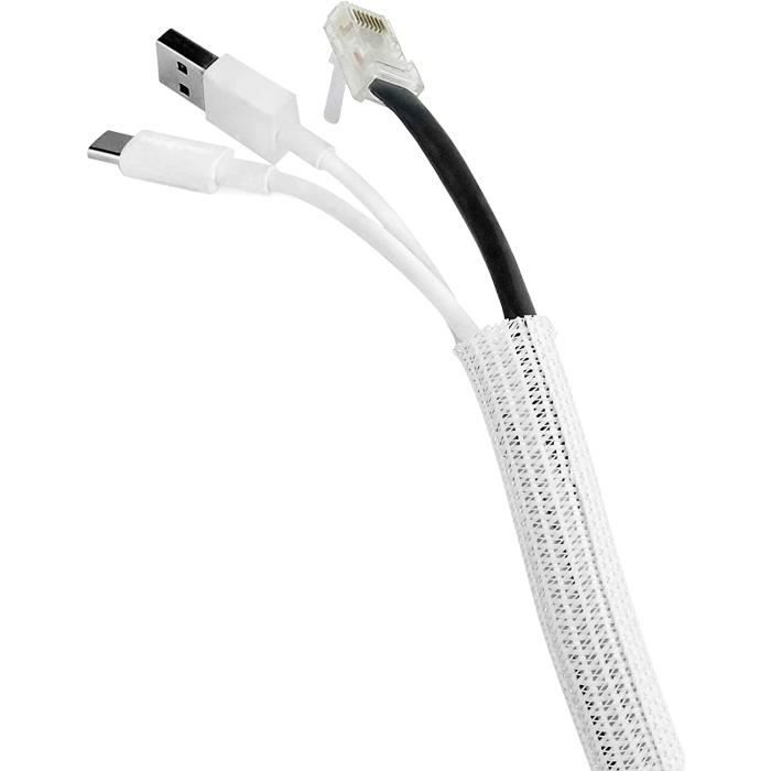 QWORK Cache Cable Auto-Fermeture, Gaine Cable Manchon Cable Tressée ...