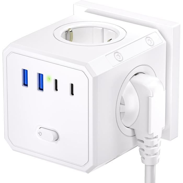 8 En 1 Multiprise Usb Cube Sans Fil 4000W 16A 4 Prises Ac 2 Usb 2 Type C Prise Multiple Murale ...