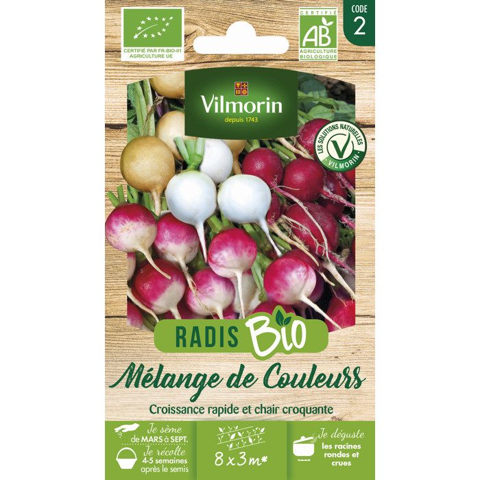 Sachet de graines Radis Mélange de Couleurs BIO- - Cdiscount Jardin