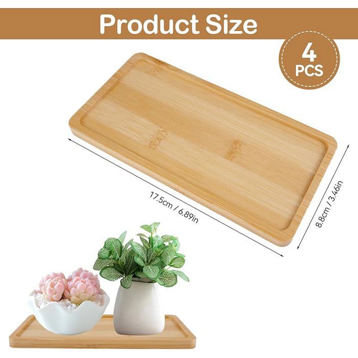 4 Pièces Petit Mini Plateau Bambou 17 5 × 8 8 cm Plateau Bambou ...