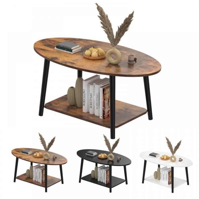 Table Basse Double Couche, Tables d'appoint en Bois, Table de Salon ...