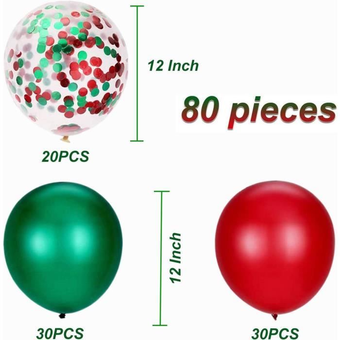 Rouge Vert Ballons, Ballons De Noël 12 Pouces, Ballons Ballons ...