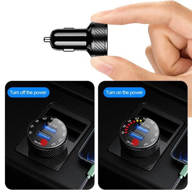 ALLUME-CIGARE,Argent--Chargeur de voiture 38W double Port USB qc 3.0 ...