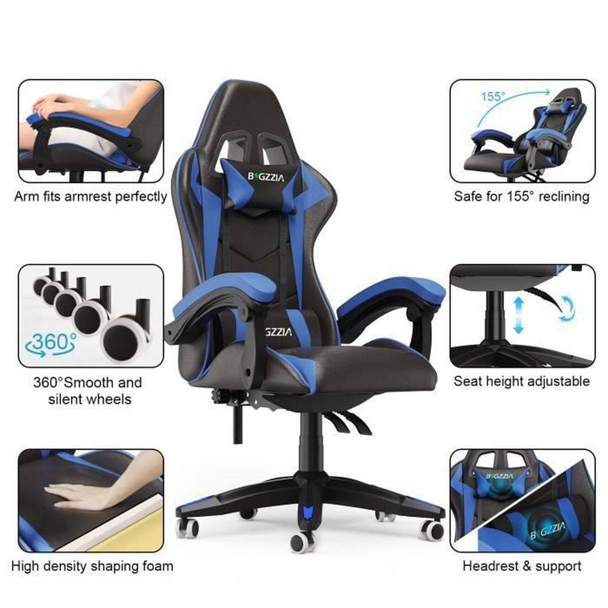 Chaise gaming Bigzzia Fauteuil gamer - chaise gaming - siège de bureau ...
