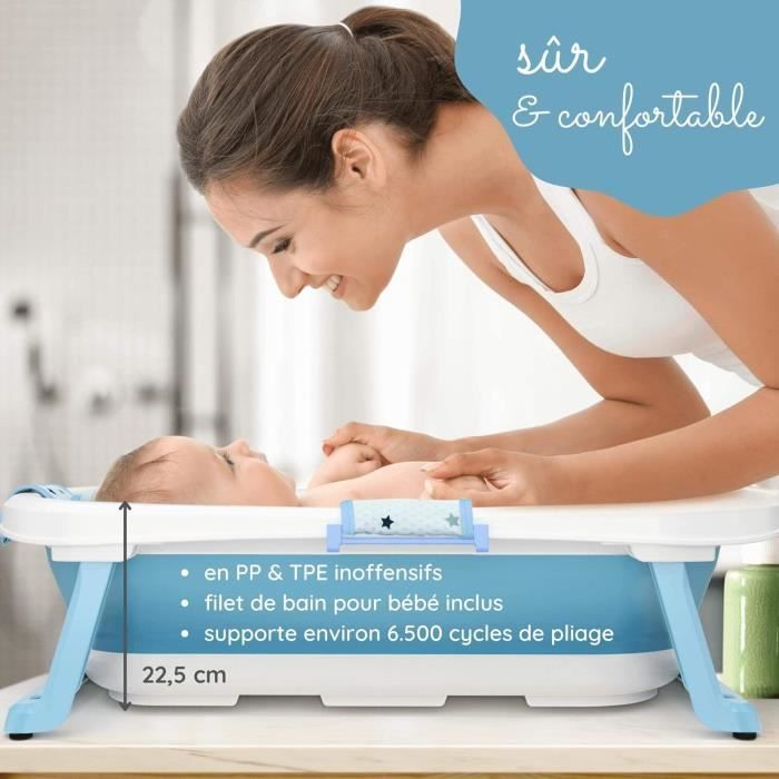 Baignoire Bebe Pliable De | 50 L | Transat De Bain Pour Bebe Incl.| Ergonomique & Peu Encombrant ...
