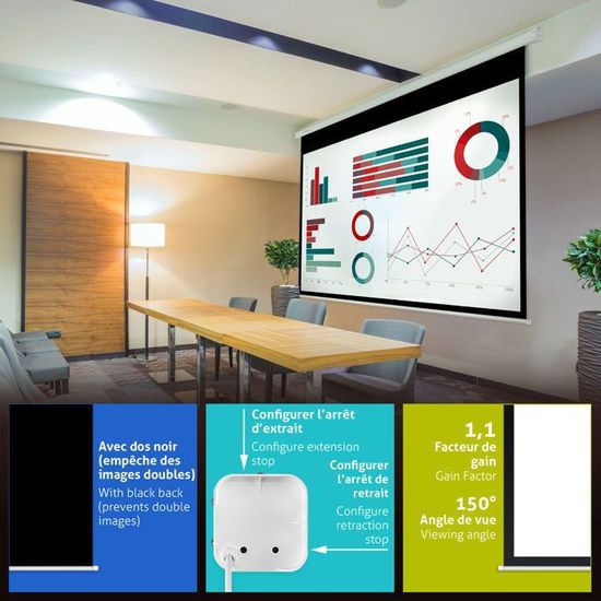 Écran de projection motorisé ESMART Economy EXM 200 x 113 cm (90") - 16 ...