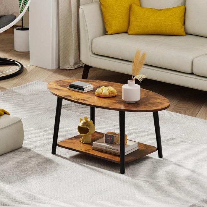 Table Basse Double Couche, Tables d'appoint en Bois, Table de Salon ...