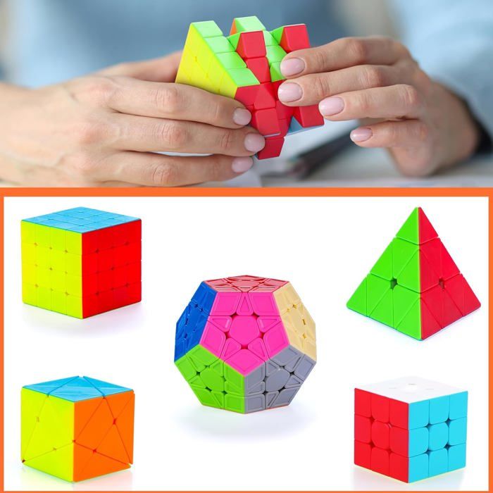 Ensemble de cubes magiques 6 pièces,puzzles 2x2 3x3 4x4 pyramide ...