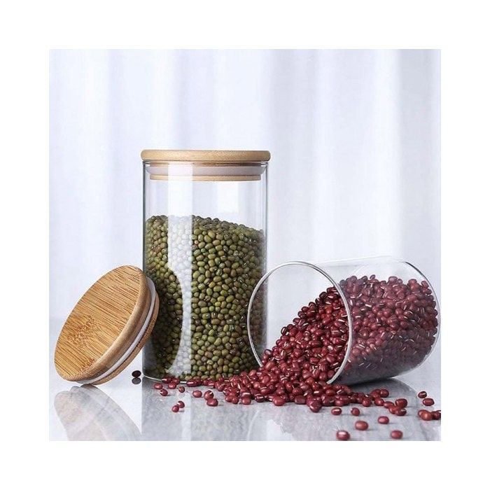 Bocal en verre - Ah!Table! - AH409 - 0,8L - Couvercle en bois ...