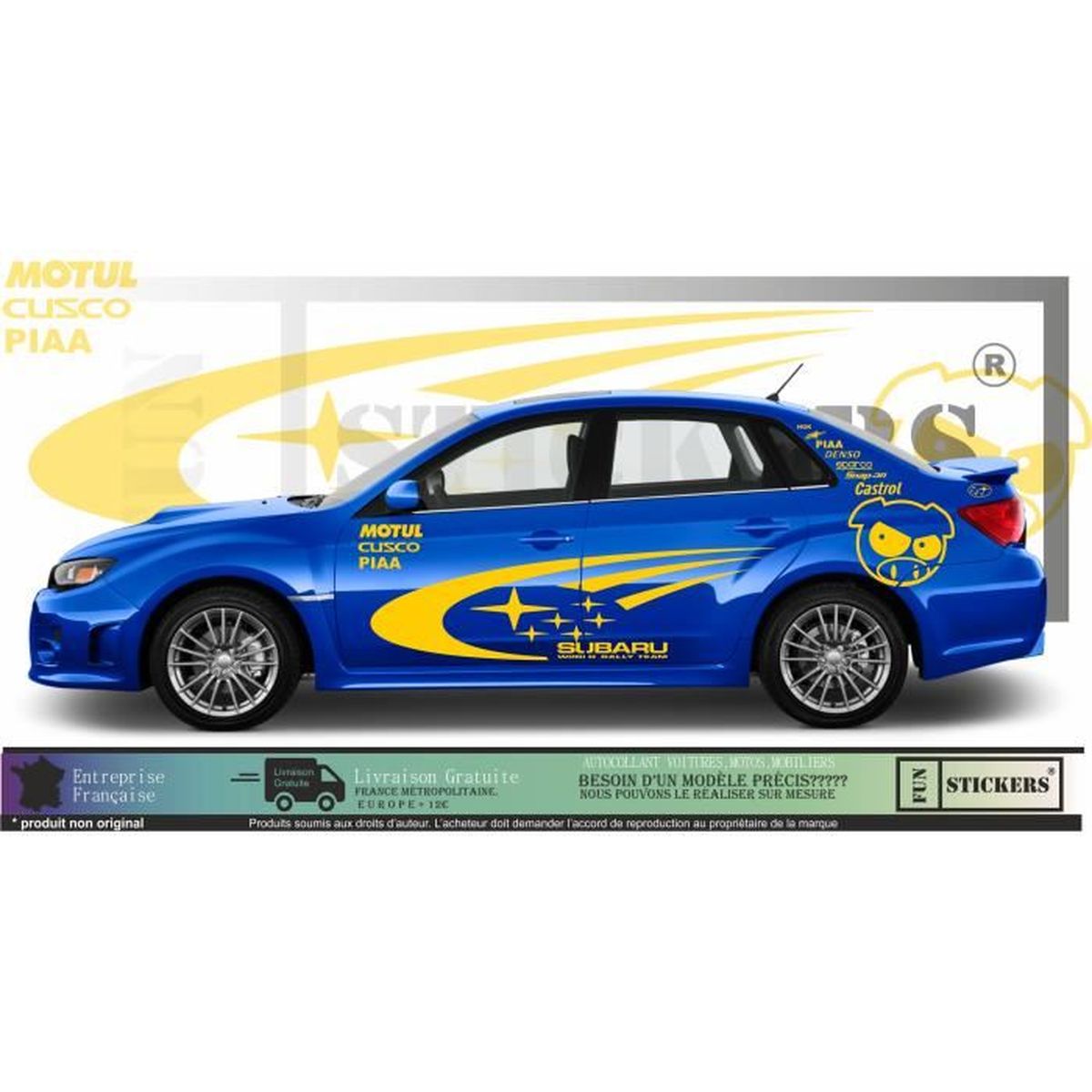 Subaru Impreza WRC rally PIG cochon - JAUNE - Kit Complet - voiture ...