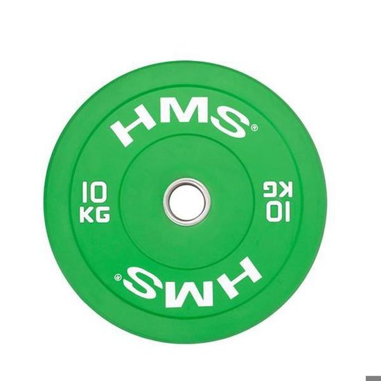 Disque de musculation - HMS - CBR10 - 10 kg - Vert - Caoutchouc ...