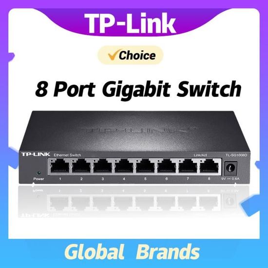 Avec adaptateur UE - TP-LInk 8Port Gigabit Switch Ethernet Smart ...