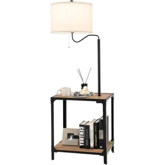 RELAX4LIFE Lampadaire sur Pied avec Tablette, Poteau Rotatif à 360° & 2 ...