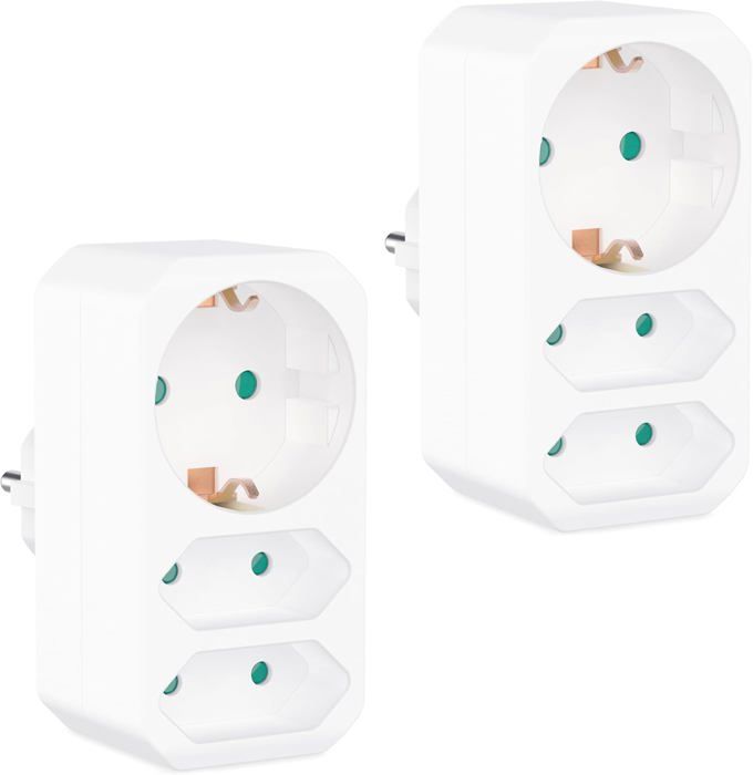 Set De 2 Prises Multiples Blanc-Adaptateur De Prise Avec Sécurité ...
