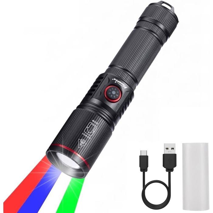 Sv96 Rgbw 4 Couleurs Multicolore Led Lampe Torche Rechargeable Usb C ...
