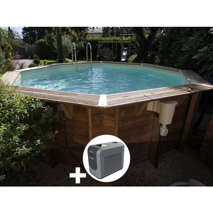 Kit piscine bois Ubbink Océa 4,30 x 1,20 m - Liner beige + Poolican ...