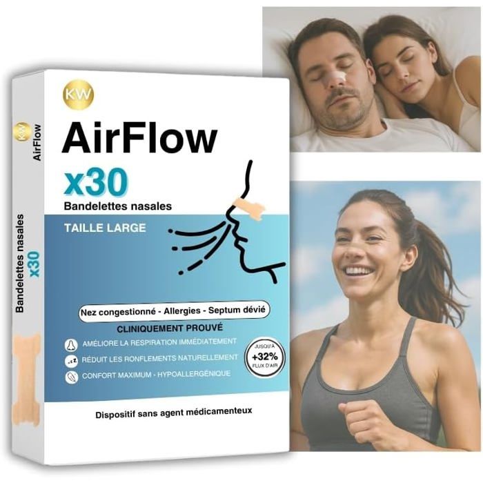 Bandelettes Nasales Anti-Ronflement - WOODOURS - KW AirFlow - Taille L ...