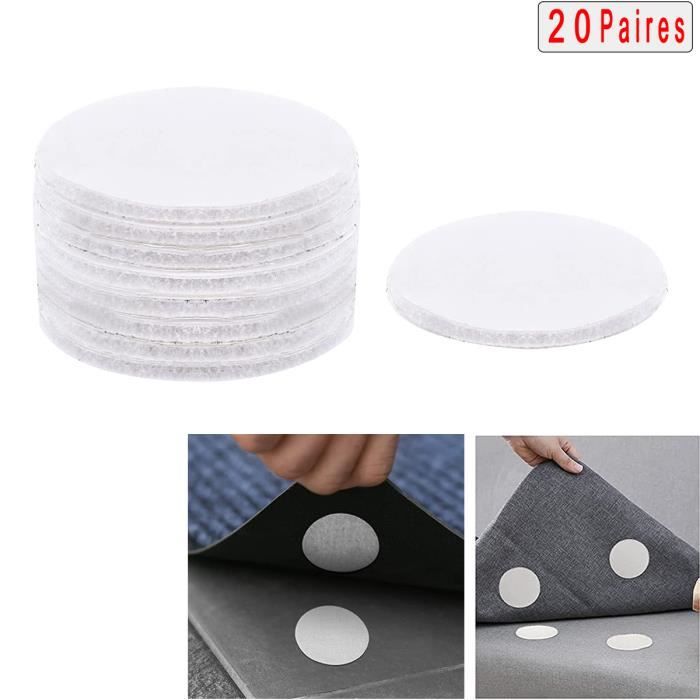 20 Paires Scratch Autocollant Double Face, ANNEFLY 5cm Adhesif Bande ...