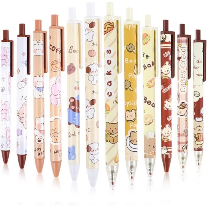 12 Stylo Gel Kawaii, Stylos Kawaii Cartoon, 0.5Mm Mignon Stylo-Bille ...