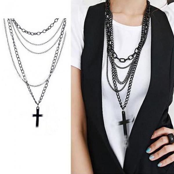 Collier Croix Long Noir - Achat / Vente sautoir et collier Collier ...