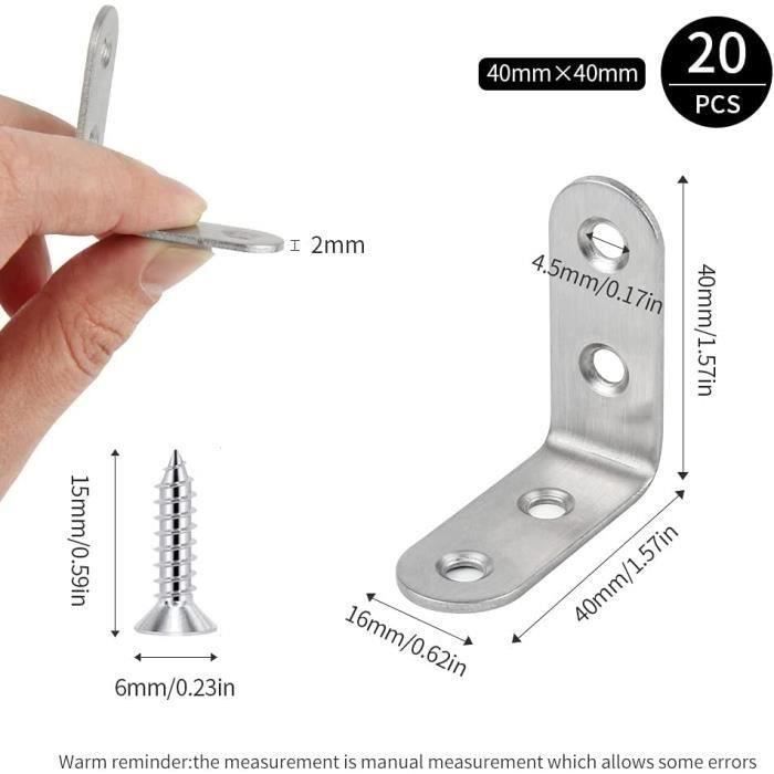 EQUERRE DE Fixation Inox, 20 Pièces Équerre Angle 90° Angle Droit ...