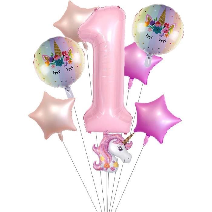 6 Pack 1Er Anniversaire Fille Ballons En Aluminium, Ballons De Licorne Et Ballons En Aluminium ...