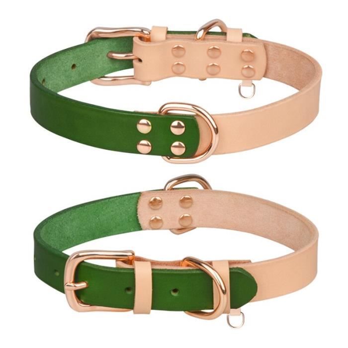 First Layer Cowhide Pet Collar, Adjustable Dog Collar with High Alloy ...