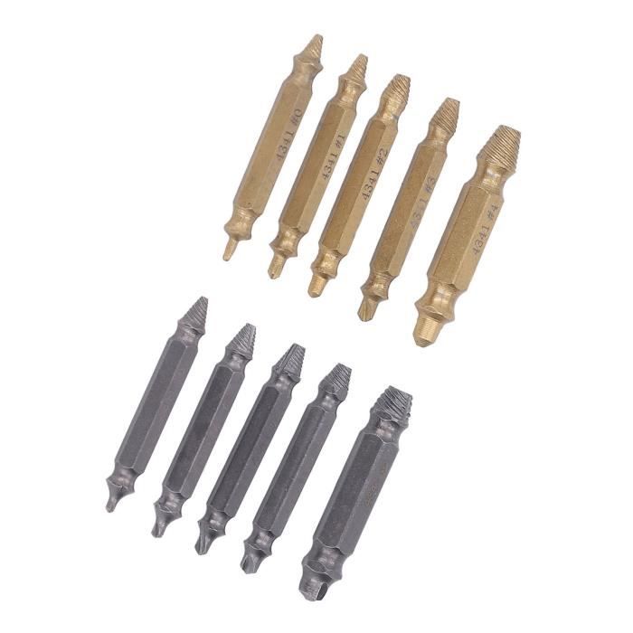 Extracteur de vis - GOTOTOP - Kit de 10 pièces - Acier rapide - Or et argent - Haute dureté ...
