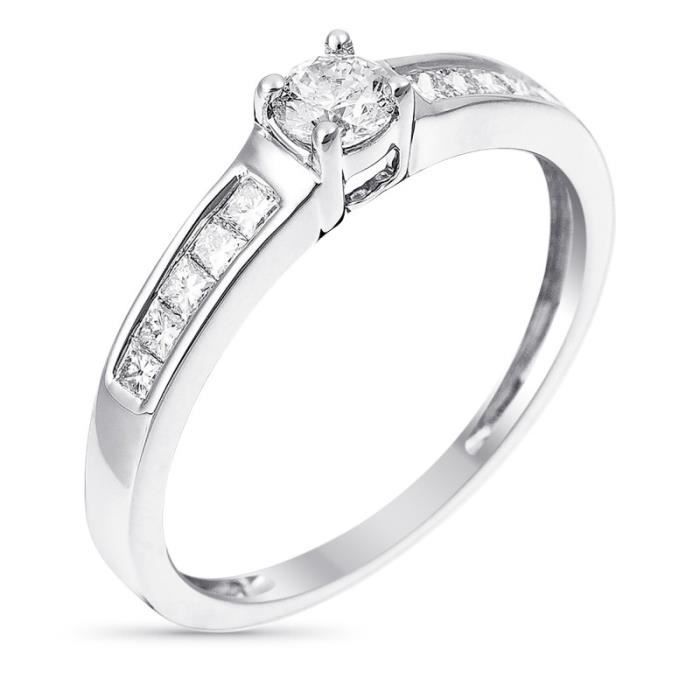 Solitaire Or Blanc et Diamants 0,5 carats "Solitaire tour princesse" Or ...