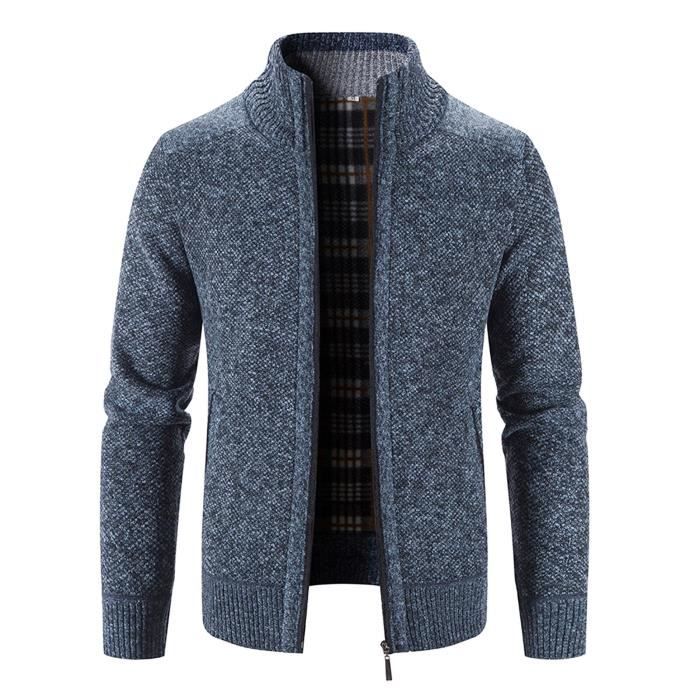 Gilet-cardigan,Pull en molleton épais pour homme, Cardigan, manteau, fermeture éclair ...