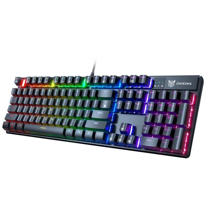 ONIKUMA G27 RGB Gaming Clavier Mécanique 104 Touches Filaire Rétro ...