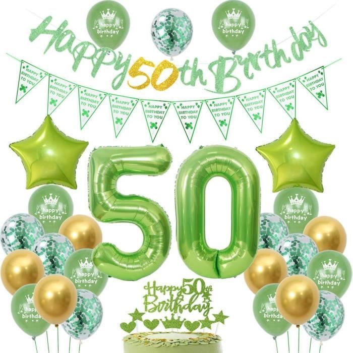 Ballon 50 Ans Anniversaire Homme Femme,Vert 50 Ans Décorations ...